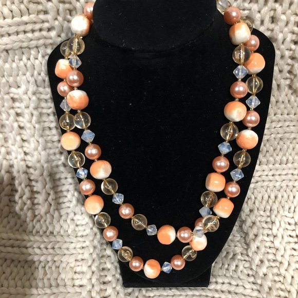 Vintage | Jewelry | Vintage 5s Opaline Champagne Lucite Peach Faux ...